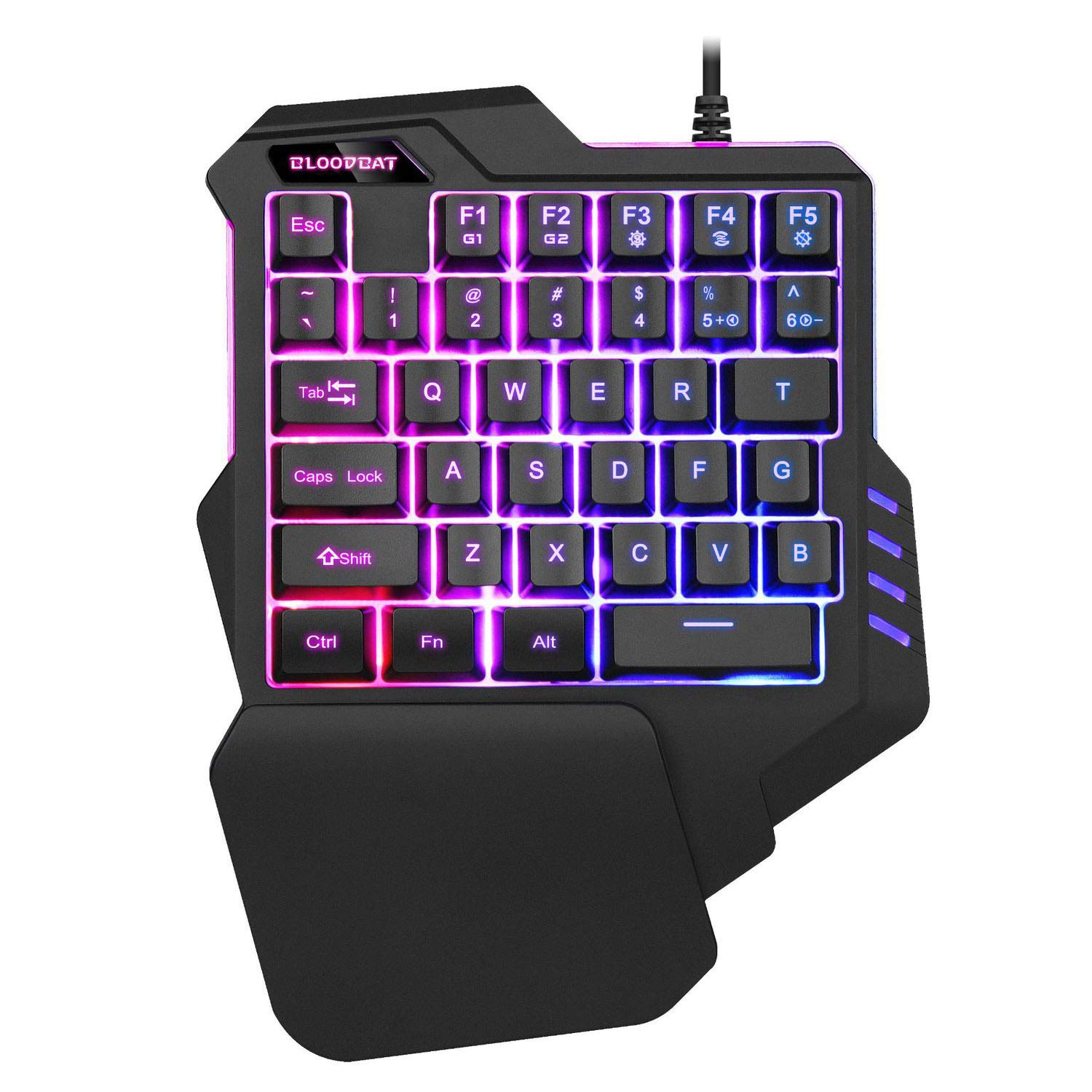 TIDECAT One-Handed RGB Backlit Gaming Keyboard,35 Keys Mini Gaming Keypad,Portable Game Controller for PC PS4 Xbox Gamer,Black,17.3x23x3.7cm