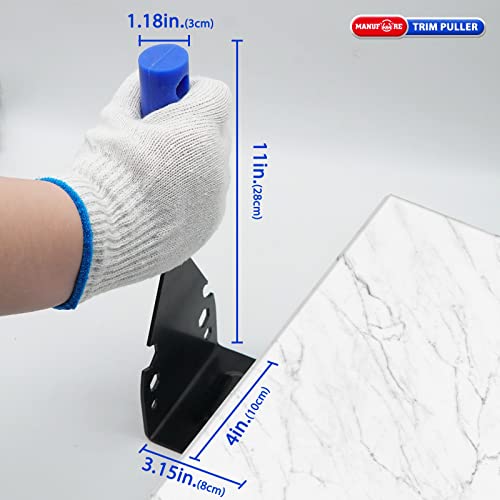 MANUFORE Trim Puller Pry Bar with Silicone handle and 1050 steel Multi-Tool Heavy Duty Tile Removal Tool for Removing Wood Floor, Baseboard, door casings, Tiles, Nail Pulling