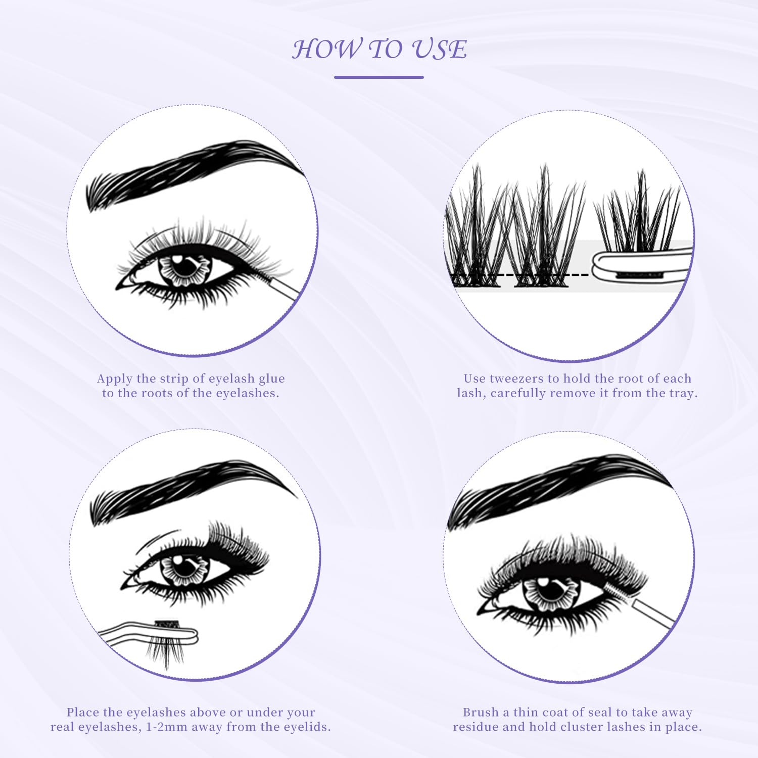 DIY eyelash extension Kit, eyelash cluster 144 pieces, cluster eyelash application tool, super styling eyelash bonding and sealing, cluster eyelash glue remover is easy to use at home