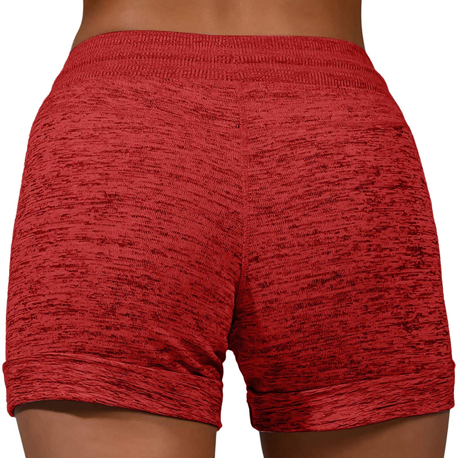 COMVALUE Workout Shorts Womens Comfy with Activewear Drawstring Women Shorts and and Pockets Soft Yoga Pants Red