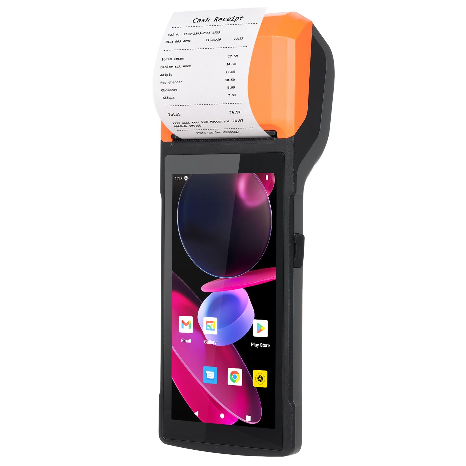 HXBER Android Scanner, Handheld Android 13.0 POS Receipt Printer PDA Terminal Support 1D Barcode Scanner and 2D Scanning Head 4G NFC Card Reading WiFi BT Communication with 5.5 Inch Touchscreen 58mm