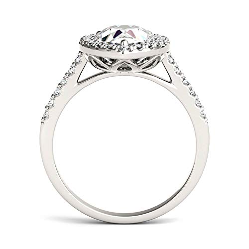 Charles & Colvard Created Moissanite 10x7mm Pear Cut Engagement Ring for Women | 2.58 cttw DEW | Lab Grown | Solid 14K White Gold with Rhodium | Size 7