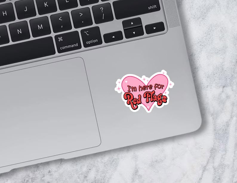 Miraki I'm Here For Red Flags Sticker, Book Lover Sticker, Reading Book Sticker, Book Nerd Sticker, Water Assitant Die-Cut Vinyl Booktok Decals for Laptop, Phone, Water Bottles, Kindle Sticker