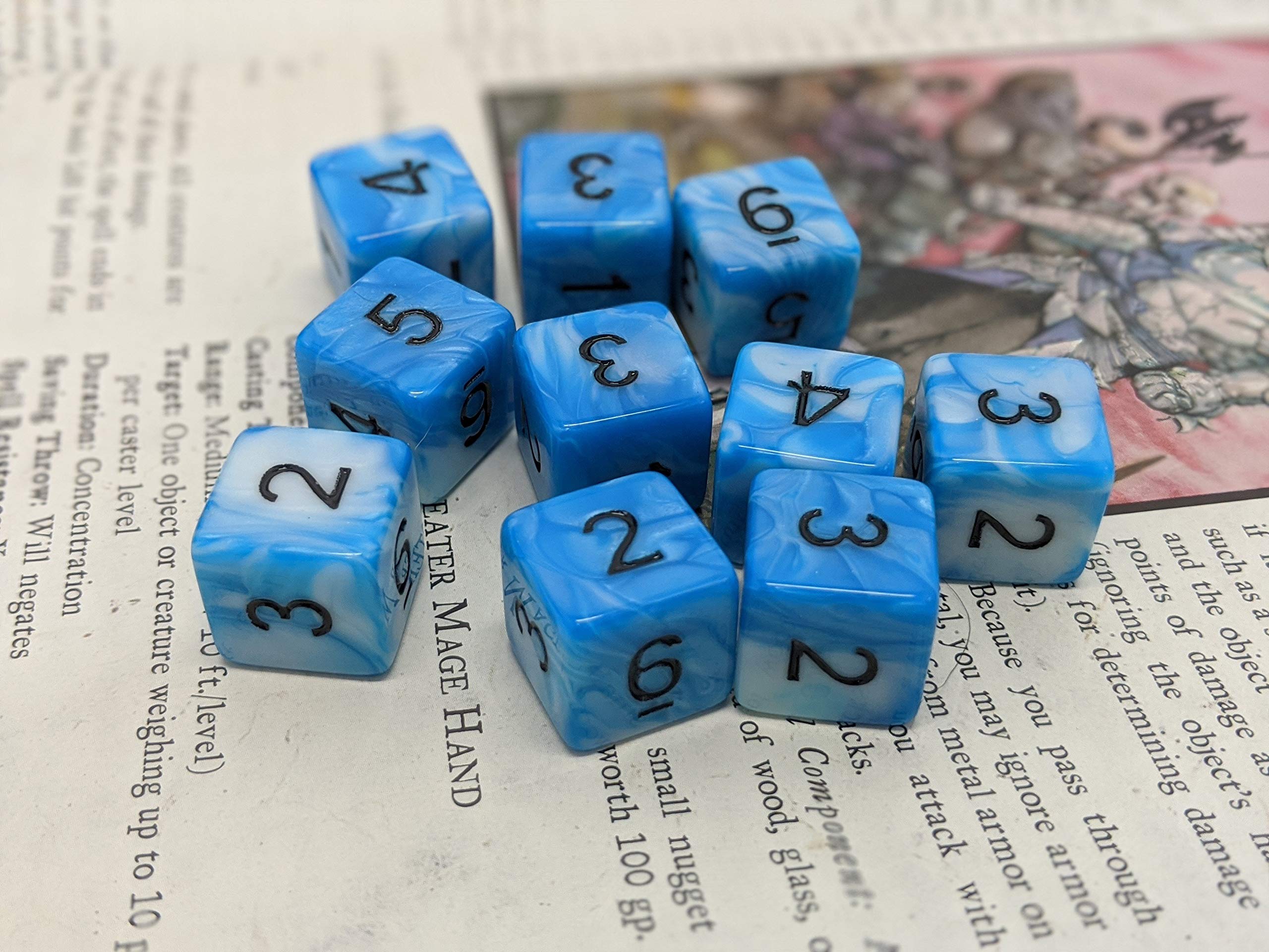 Tidal Serenity - 10 Piece 6-Sided Dice Set by D20 Collective - Purple and Blue Swirled Acrylic Dice for Table Top Dungeons and Dragons RPGs and Gaming - 10D6 D&D Dice Sets