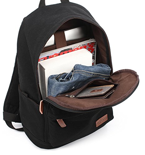 KAYOND Casual Style Lightweight canvas Laptop Bag/Durable Travel backpacks/Rucksack for Men&Women/Fashion Backpack Fits 15 inch Notebook (Black)