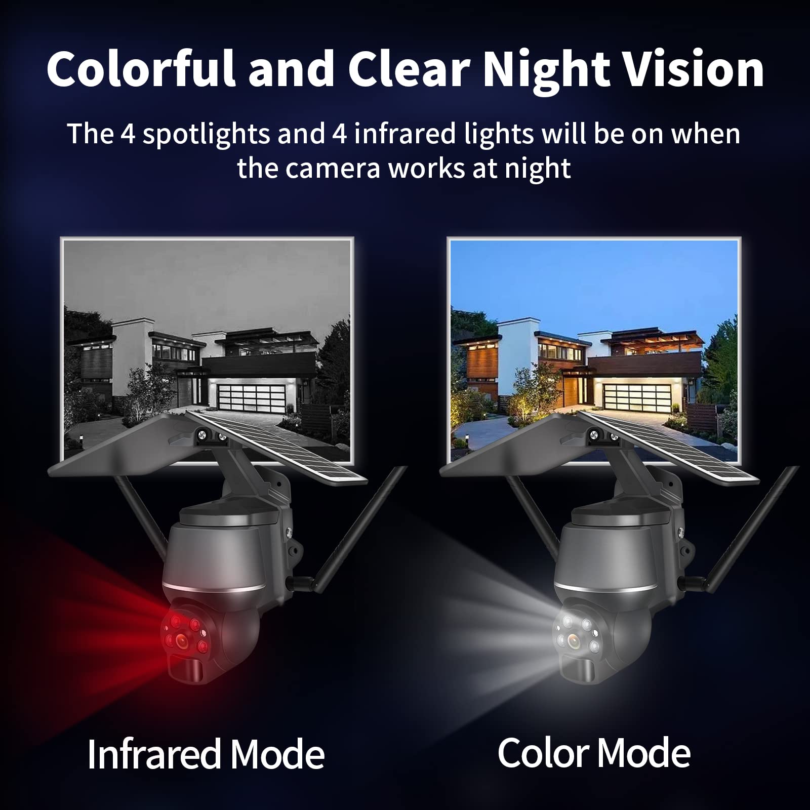 EEland 4G LTE Cellular Wireless Outdoor Security Camera with SIM Card, No WiFi Solar Battery Powered Cameras, Pan Tilt 360° View, Spotlight Color Night Vision, PIR Motion Sensor, 2 Way Talk
