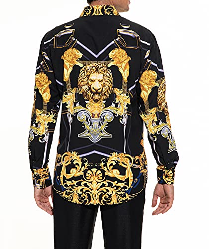 KevaMolly Floral Dress Shirt for Men Long Sleeve Luxury Printed Design Shirts for Men Premier Shirts Western Button Down Baroque Shirts