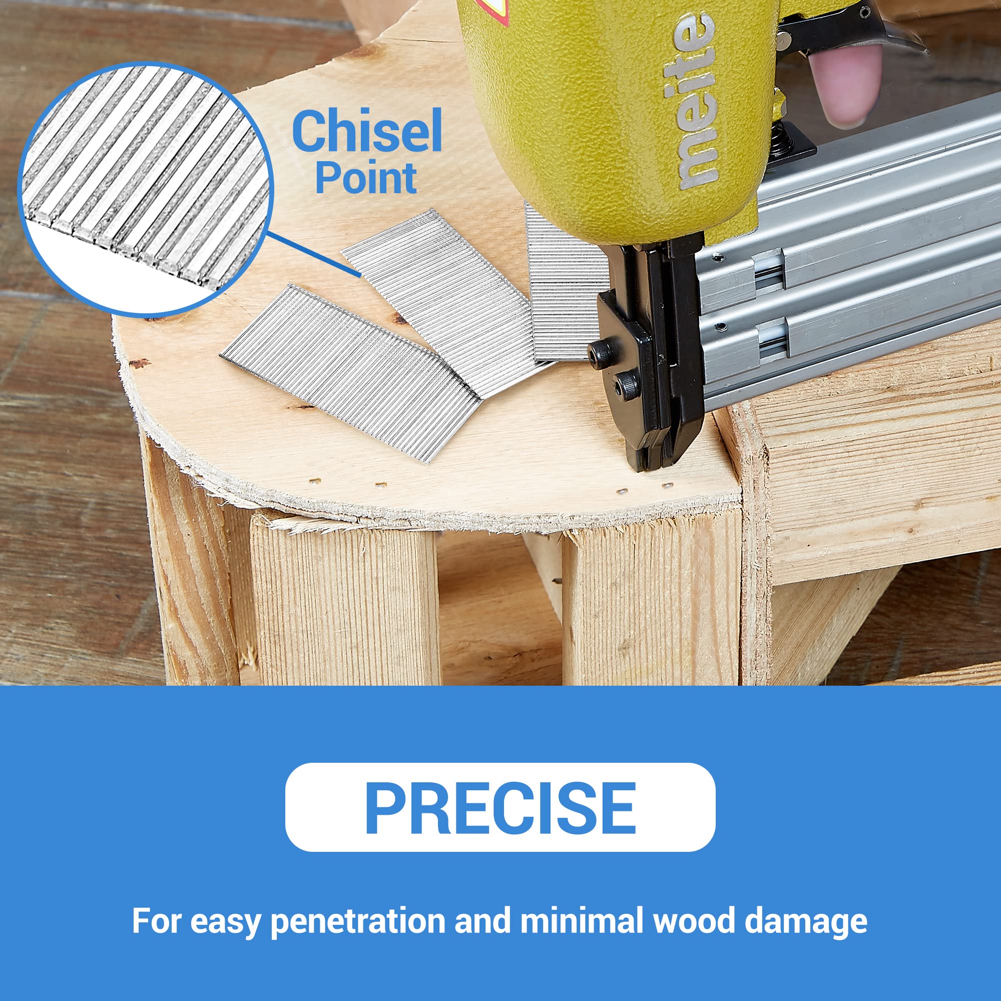 meite 16 Gauge Finish Nails, 2-Inch 16GA Straight Finish Nails Galvanized Finishing Nails for Electric or Pneumatic Nailer Guns (2,500 Counts)