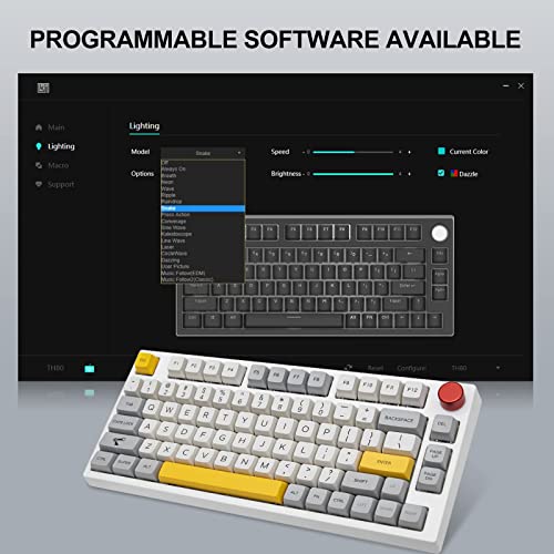 EPOMAKER TH80 Pro 75% Hot Swap RGB 2.4Ghz/Bluetooth 5.0/Wired Gaming Keyboard, with 4000mah Battery, PBT Keycaps, Knob Control for Windows/Mac PS5 PS4 Xbox
