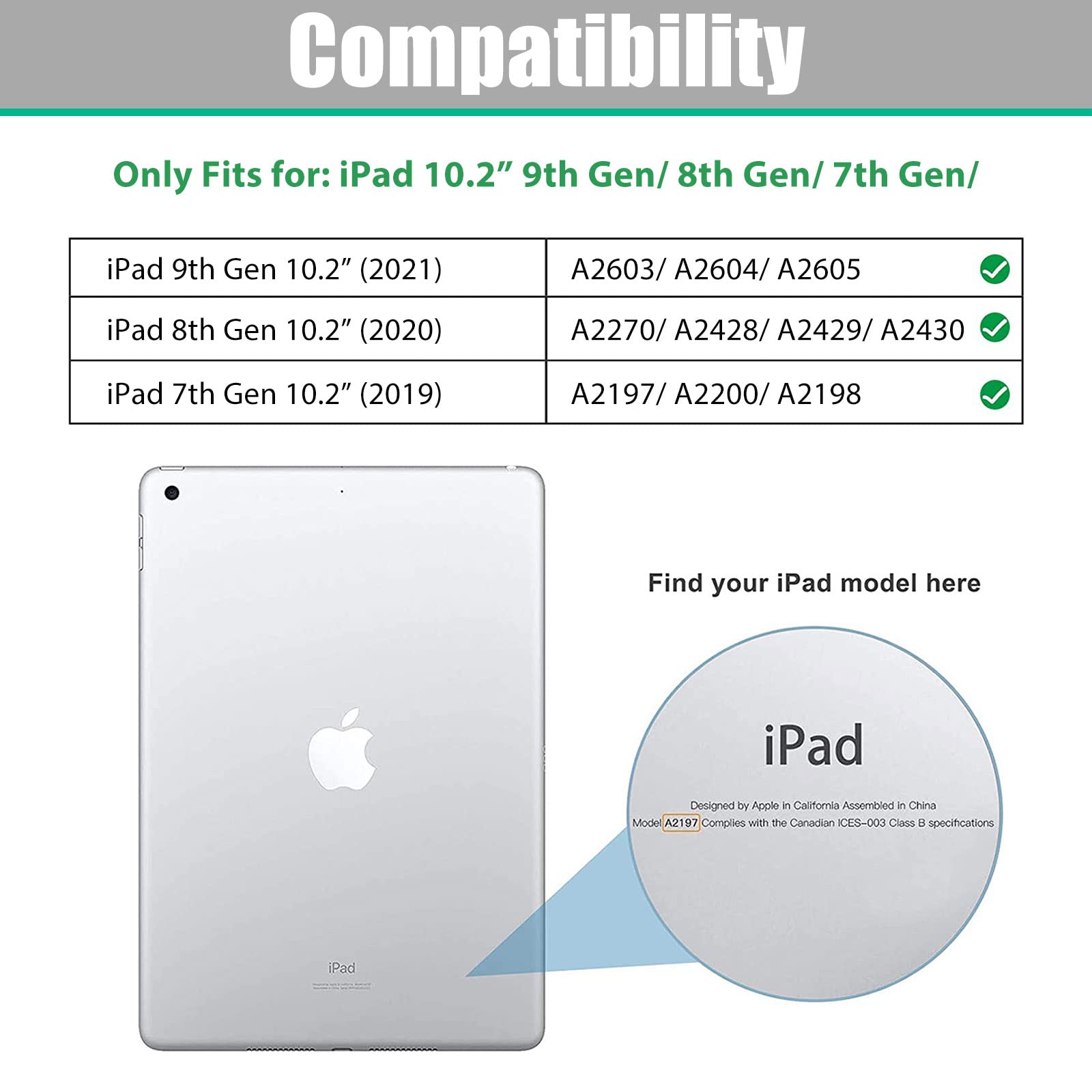 Gahwa iPad 10.2 inch Case 9th Generation 2021/ iPad 8th Generation 2020/ iPad 7th Generation 2019 Case, Full Body Protective Filio Smart case Cover with Wake/Sleep Feature(White)
