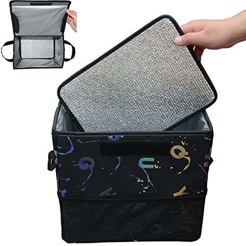 SHIYUMAN Insulated Car Trunk Organizer by Travel Car Cooler Box for Hot Or Cold Food, Multipurpose Collapsible Shopping, Picnics And Camping,Car Console Organizer Fits Most Vehicles(Letter)