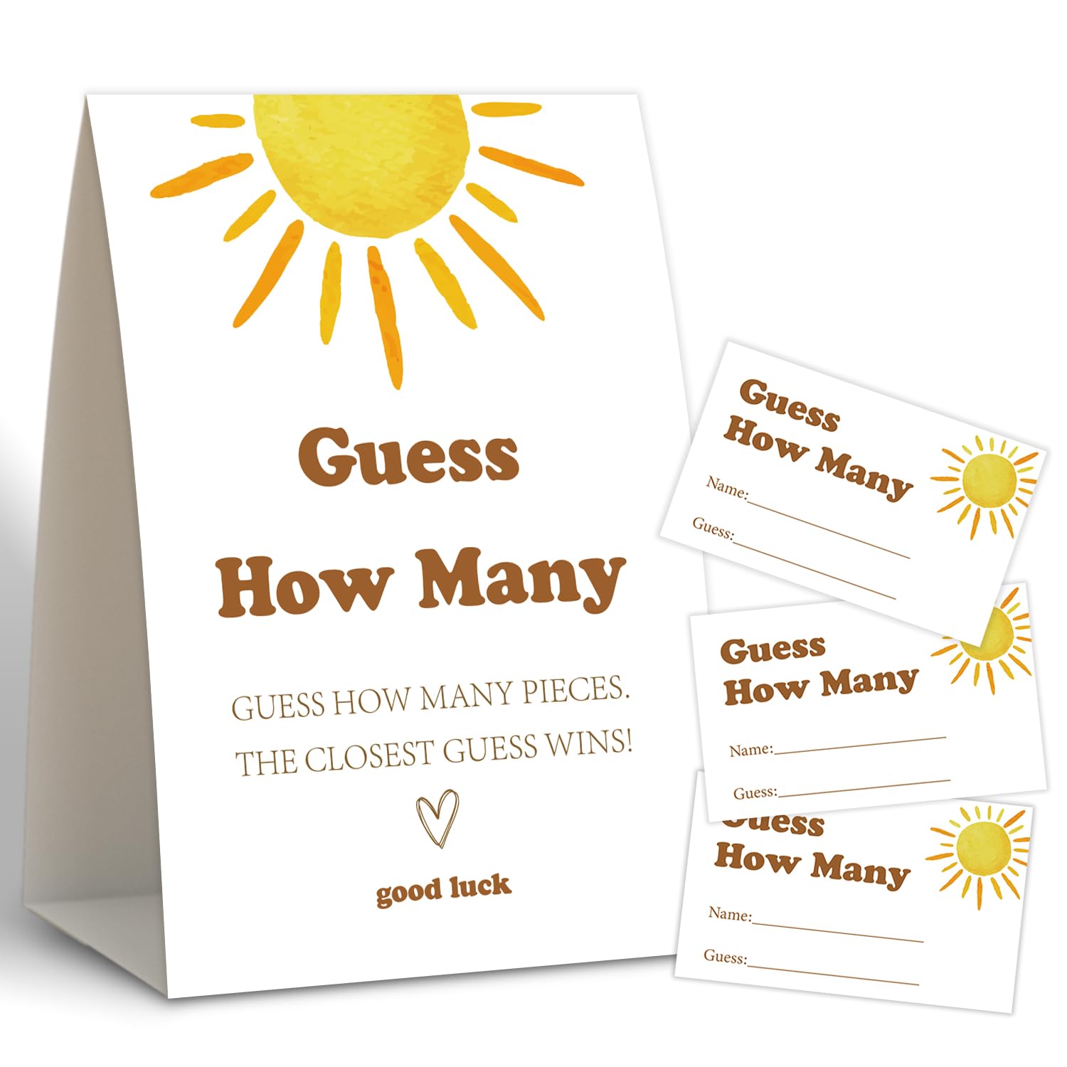 Here Comes The Sun Shower Game,Guess How Many,Baby Shower Games,Wedding Shower Games,Baby Shower Decorations Gender Neutral,Bridal Shower Decoration,Birthday Party Game,50 guess Cards & 1 Sign -11