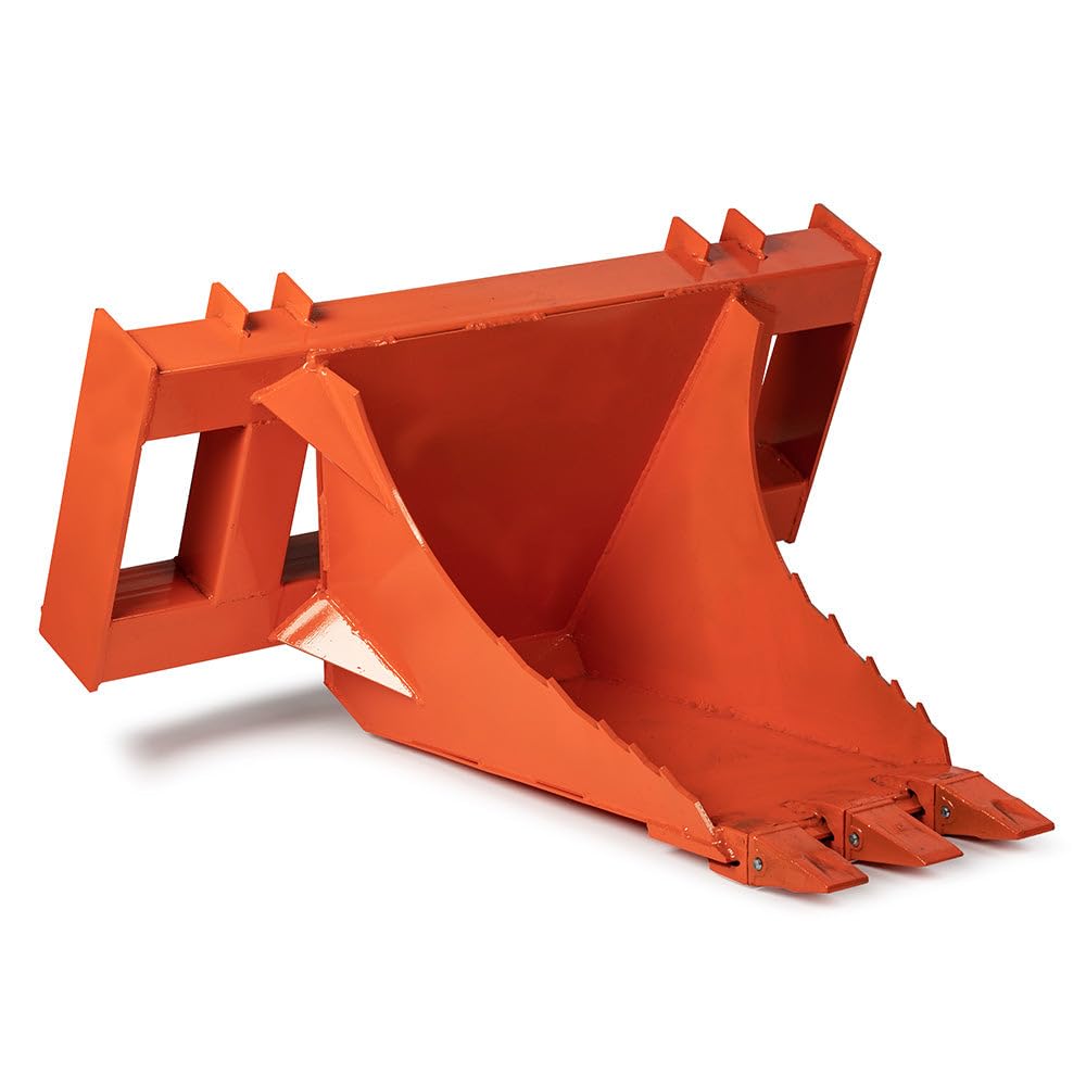 Titan Attachments USA Made Orange Extreme Stump Bucket, Skid Steer Tree Spade Stump Remover Digger, Serrated Leading Edge, Replaceable Teeth, Quick Tach Mounting Style