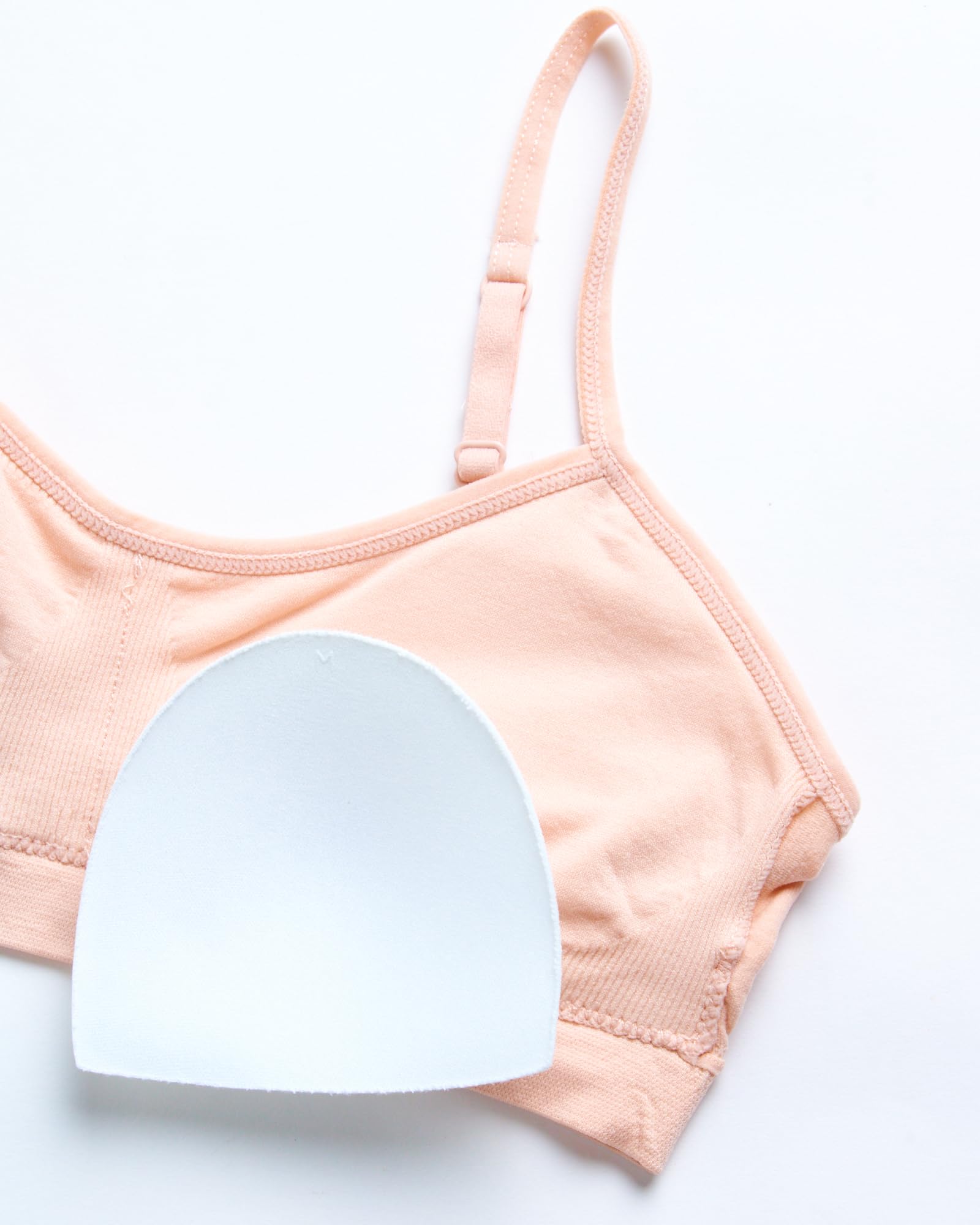 Calvin Klein Girls' Training Bra - 4 Pack Seamless Crop Cami Bralette, Removable Pads (S-L), Size Large, Buff/Rose Dawn/White/Bronze