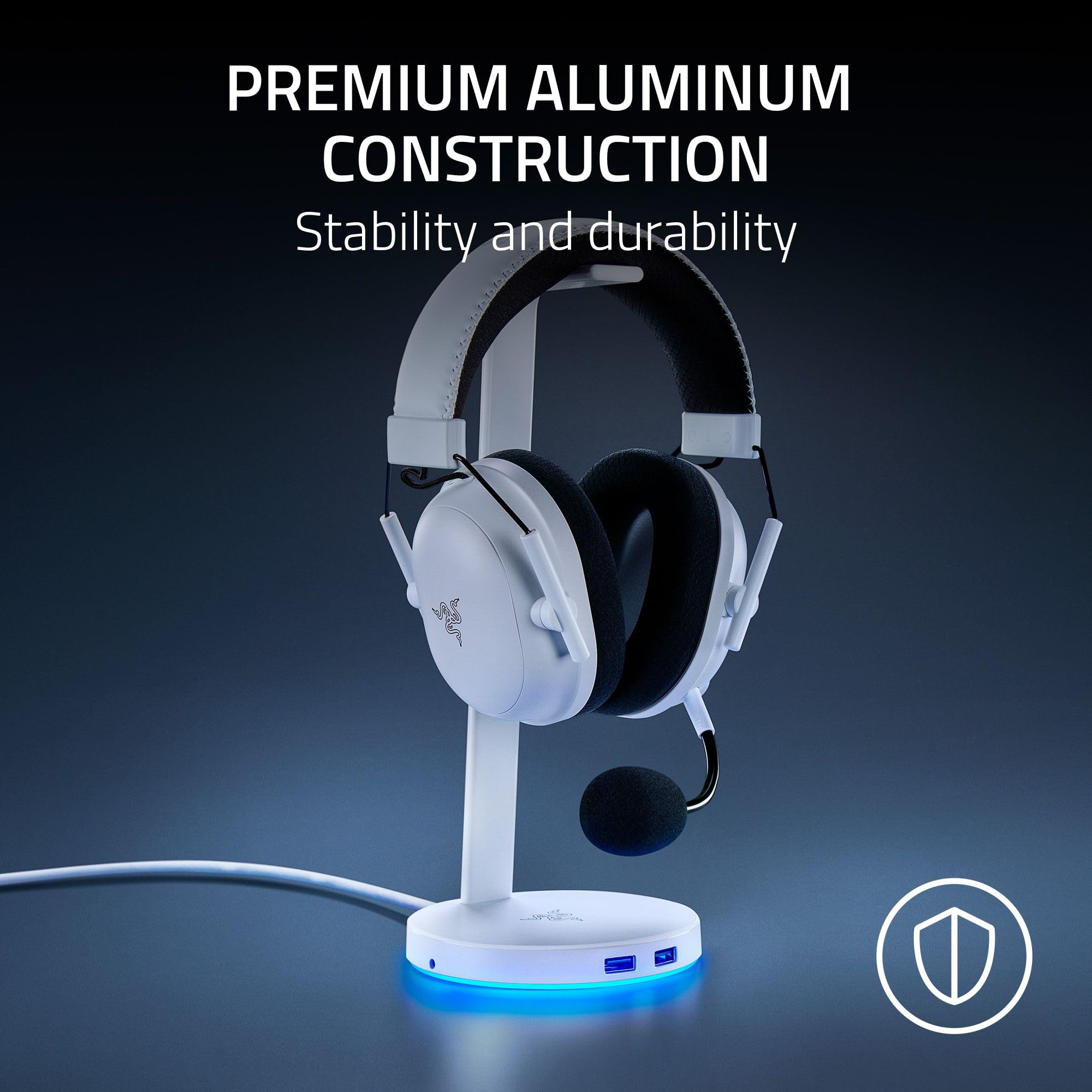 Razer Base Station V2 Chroma: Chroma RGB Lighting - Non-Slip Rubber Base - Designed for Gaming Headsets - Mercury White, RC21-01510300-R3M1