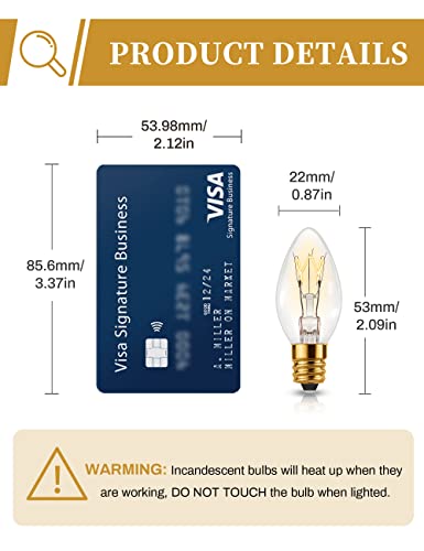Scentsy Light Bulbs for Warmer, DORESshop Wax Warmer Bulbs, C7 Scentsy Bulb, E12 Candle Warmer Light Bulbs, Wax Warmer Light Bulb Replacement, 15 Watt Light Bulbs for Wax Warmers, 6 Pack