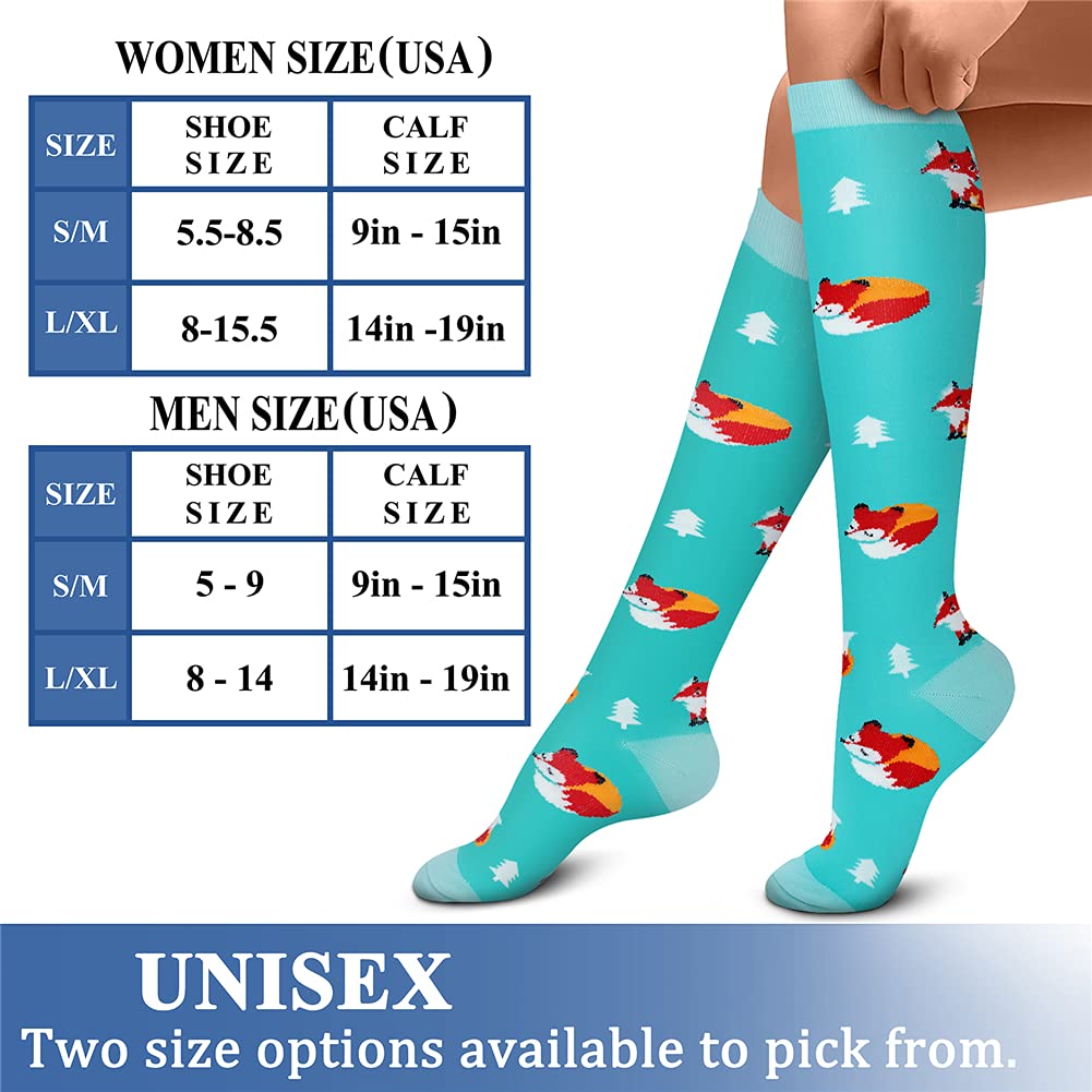 CHARMKING Compression Socks for Women & Men (8 Pairs) 15-20 mmHg Graduated Copper Support Socks are Best for Pregnant, Nurses - Boost Performance, Circulation, Knee High & Wide Calf (L/XL, Multi 40)
