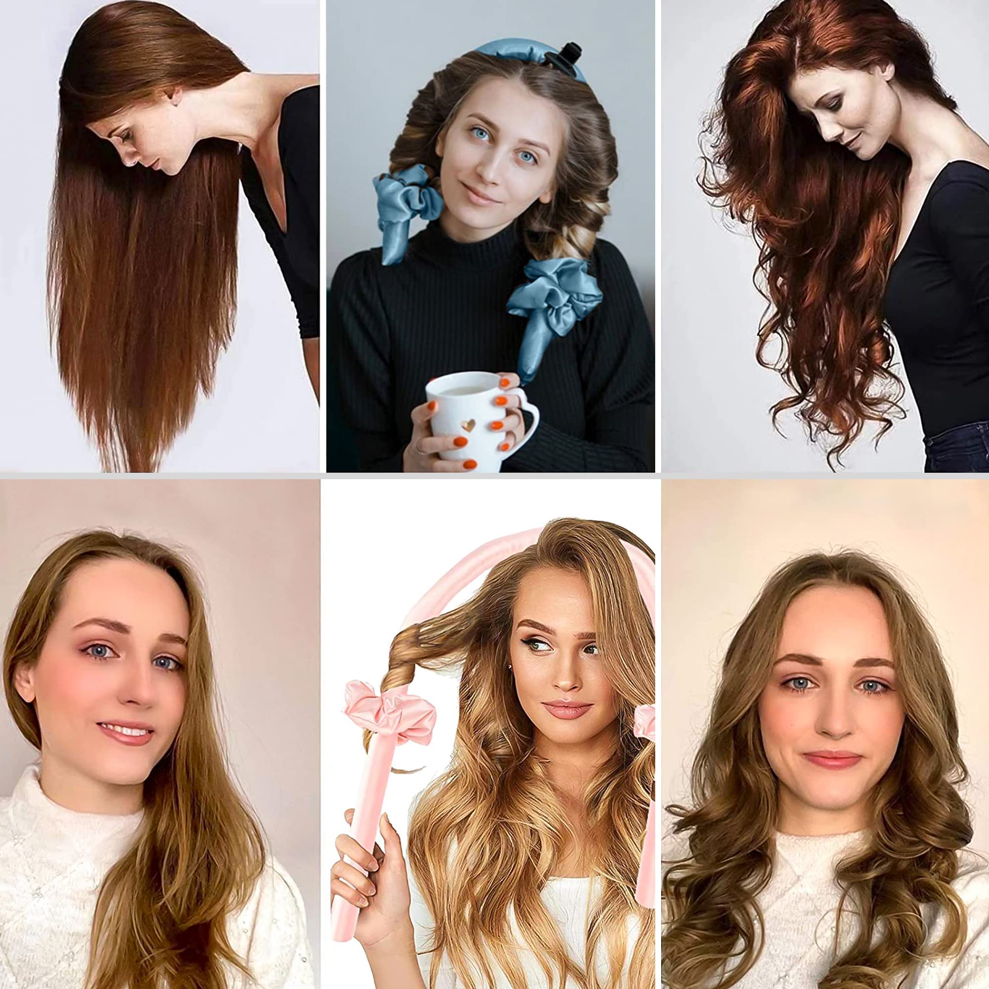Heatless Curler Curling Rod Headband Overnight Curls Waves Satin Jumbo Large Big No Heat Hair Roller for Women
