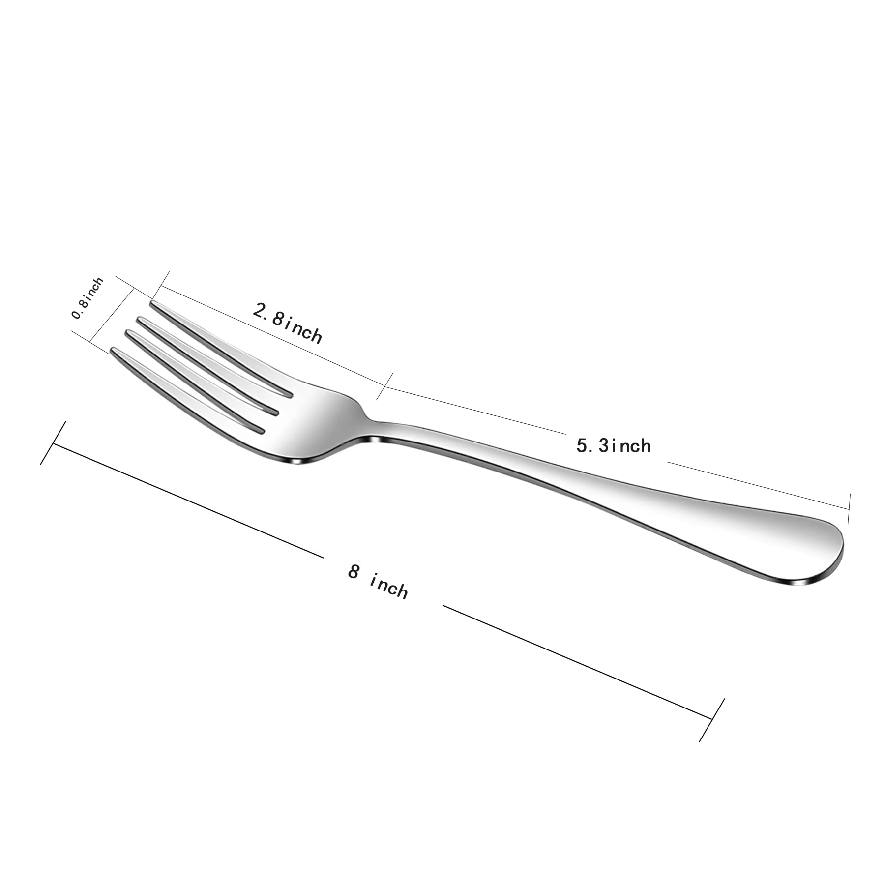 DAFU 18/10 Stainless SteelCake Cutting Set Mirror Polished Dishwasher Safe - Pack of 12 (Silver 8 Inches)