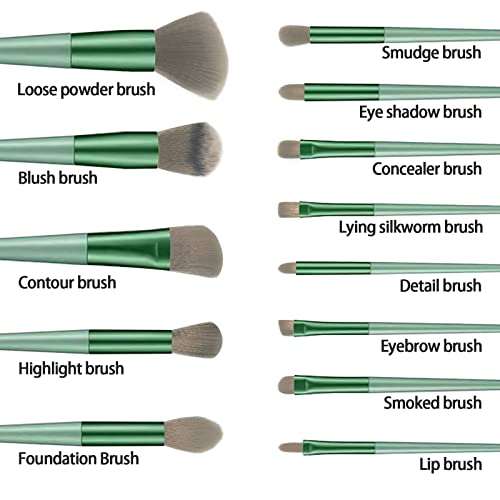 Muhuabeauty 13 pcs Makeup Brushes Set with Beauty Blender, Eyeshadow Brush Set with Cloth Bag and 4 pcs Boxed Sponges for Foundation