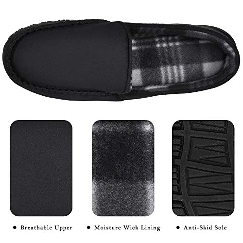 MIXIN Slippers for Men House Shoes Moccasin with Comfortable Memory Foam Indoor Outdoor Shoes Black 10.5