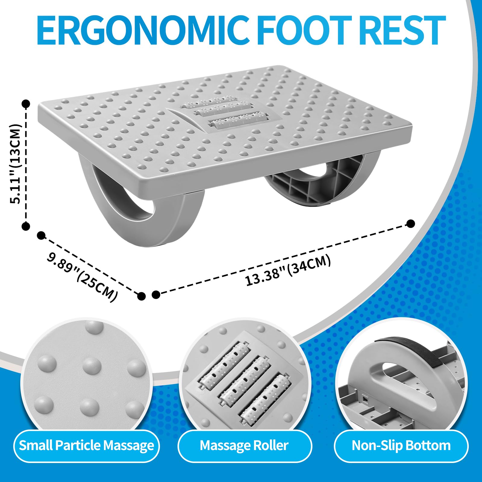 COBETE Rocking Foot Rest Under Desk for Office Use, Comfort Foot Stock for Desk with Massage Function, Ergonomic Adjustable Footrest That Can Improve Sitting Posture and Alleviate Fatigue(Black)