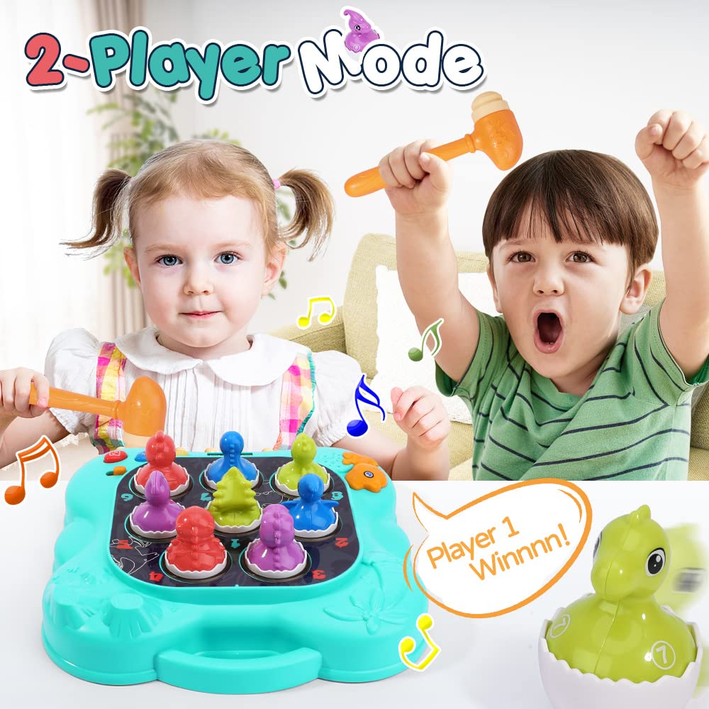 Dinosaur Toys,Interactive Whack A Dinosaur Game with Single & Multiplayer Mode,Electronic Pounding Toys with Dino Instruction,Music,Q&A Mode,Educational Toys for 3 4 5 6 7 8 Years Old Boys Girls