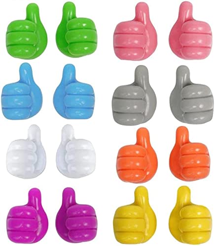 Miyabitors 16PCS Silicone Thumb Wall Hook,Adhesive Thumb Wall Decor Hook Multifunctional Clip Holder,Thumb Hook Up for Cable rganizer Holder Clips,Creative Key Holder , Toothbtush Holder Storage(A)