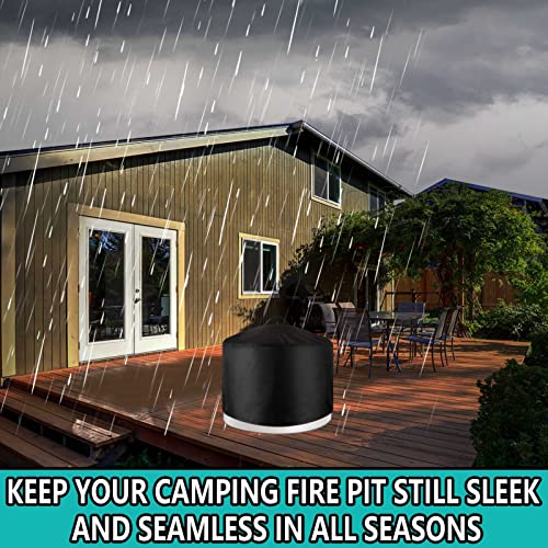 Fire Pit Cover for Solo Stove 15 Inch,Ranger Solo Stove Waterproof Cover,Round Waterproof Fire Pit Protective Accessories for Outdoor Camping,Black,17.7" D x 13.7"H