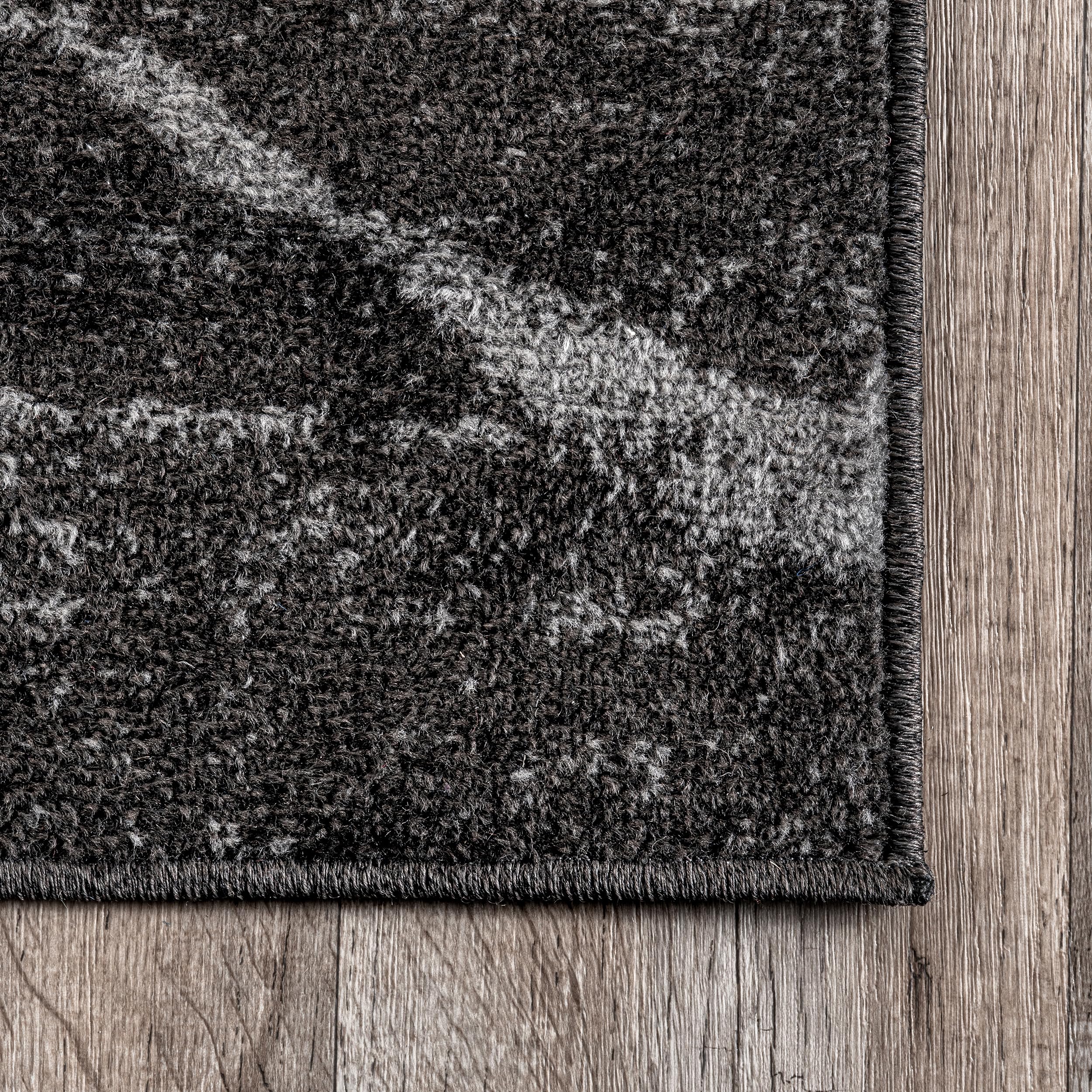 nuLOOM 2x14 Thigpen Contemporary Area Rug, Charcoal, Abstract Lines, Non-Slip Backing, Stain Resistant, For Bedroom, Dining Room, Living Room, Hallway, Office, Kitchen, Entryway