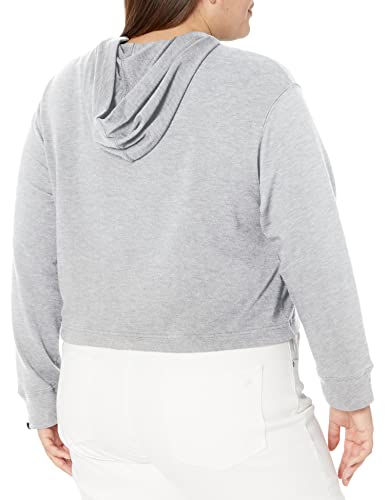 Calvin Klein Women's CK One French Terry Cropped Long Sleeve Hoodie, Grey Heather, M