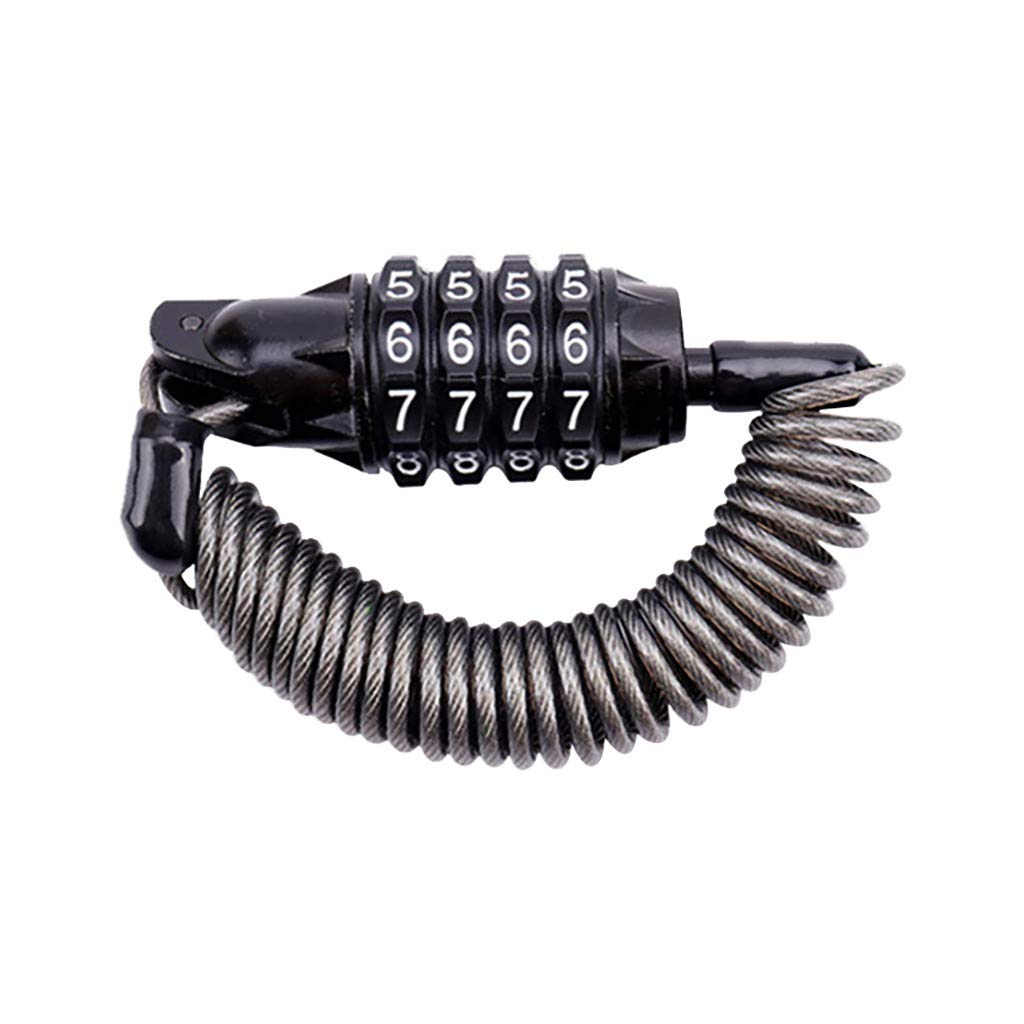 Cable Bicycle Lock Digit Bike Combination Security 4 for Resettable Lock Bike Accessories Bike Frame Handle (Black, One Size)
