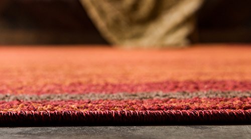 Unique Loom Autumn Collection Modern Contemporary Casual Abstract Area Rug, Rectangular 5' 0 x 8' 0, Terracotta/Burgundy Border