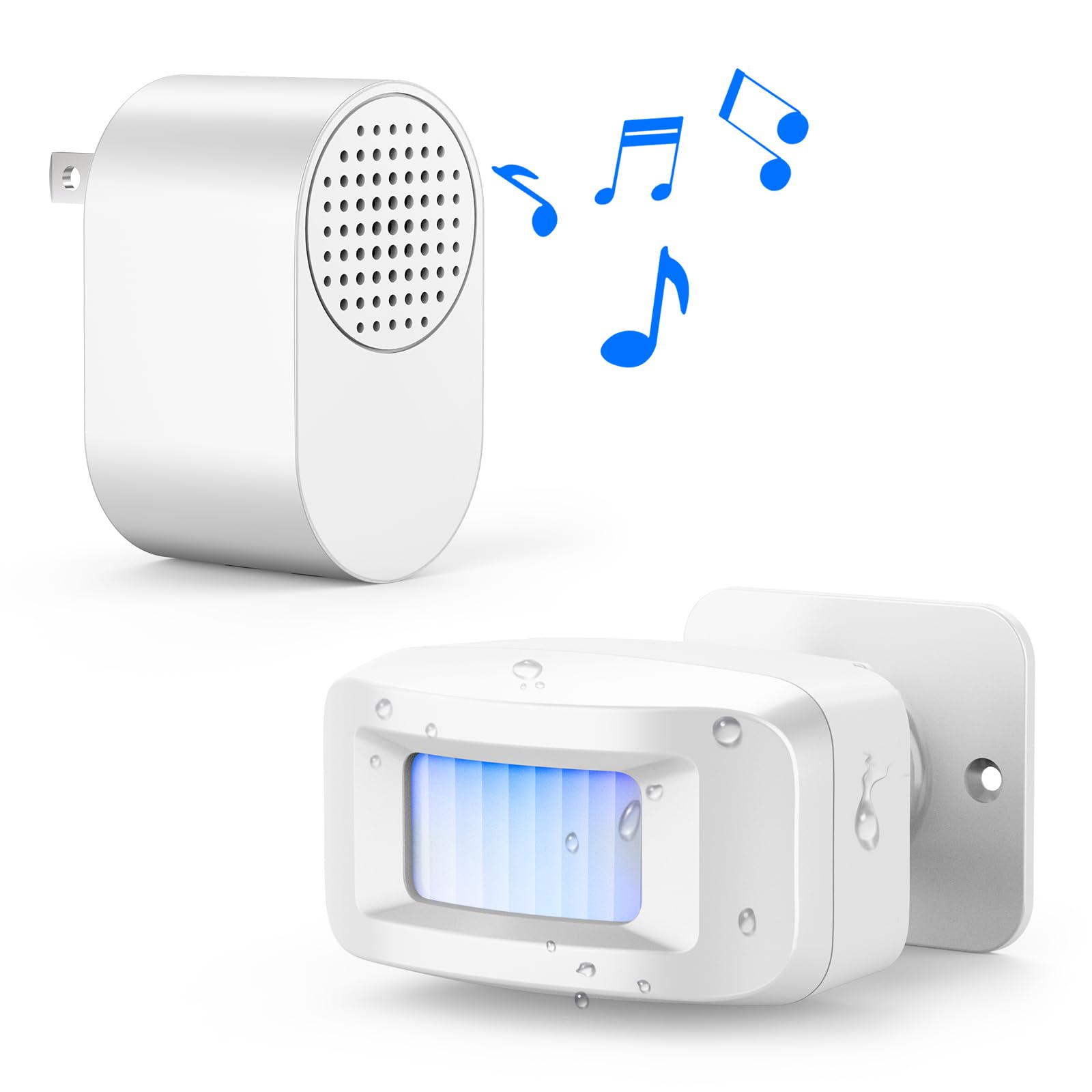 Driveway Alarms Wireless Outside Weatherproof - Motion Sensor Alarms System Motion Detector Plug-in Receiver Loud Chimes Security Alert Monitor System 500FT Long Range Outdoor Alarms Detection