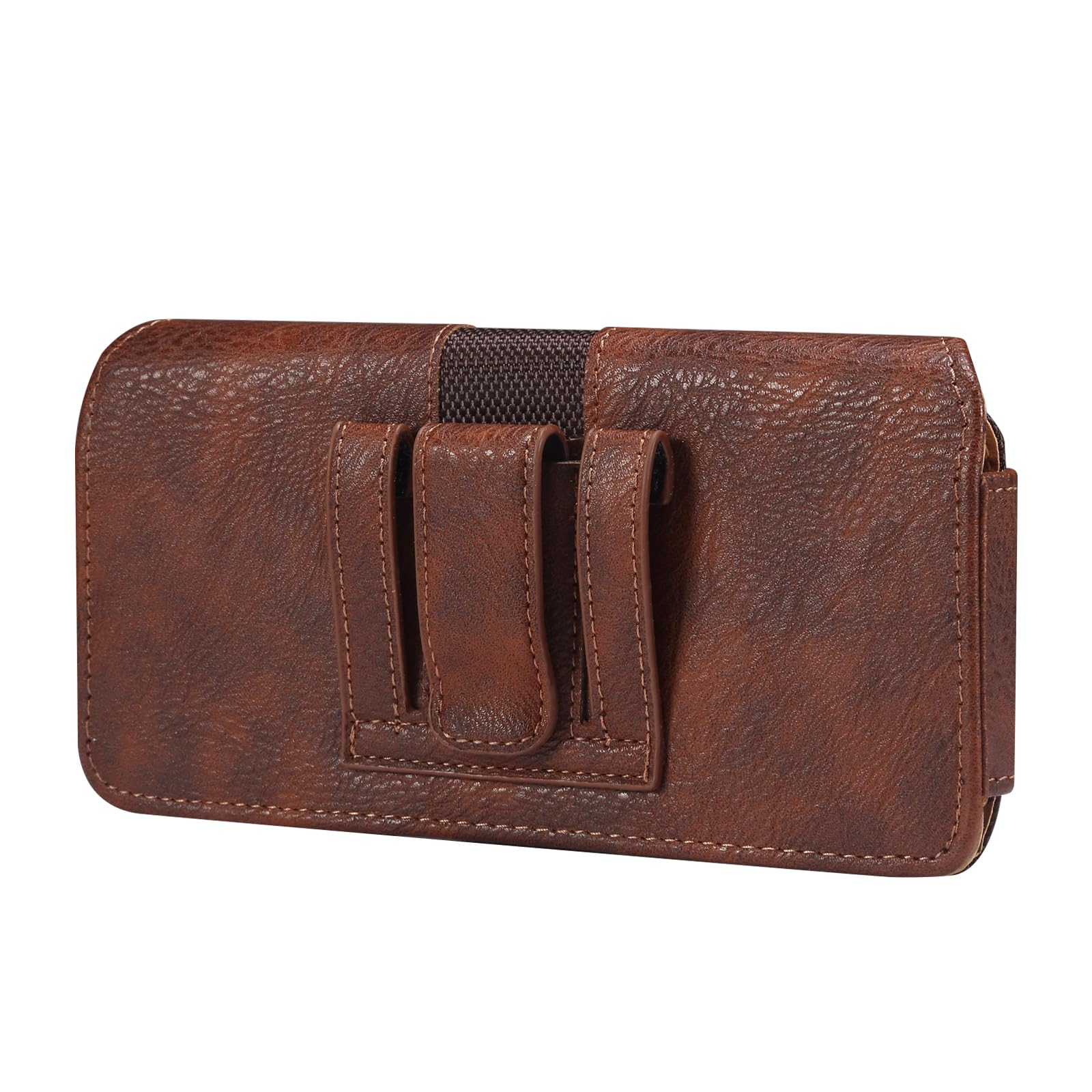 Cell Phone Holster Belt Clip Case Belt Loop Pouch Holder for Samsung Galaxy S23 Ultra S22 Ultra S21 Plus S20 FE Note 20 A54 A03/ Google Pixel 6 7 Pro/Moto G Power 5G iPhone 14 Plus/TCL 30 SE (Brown)