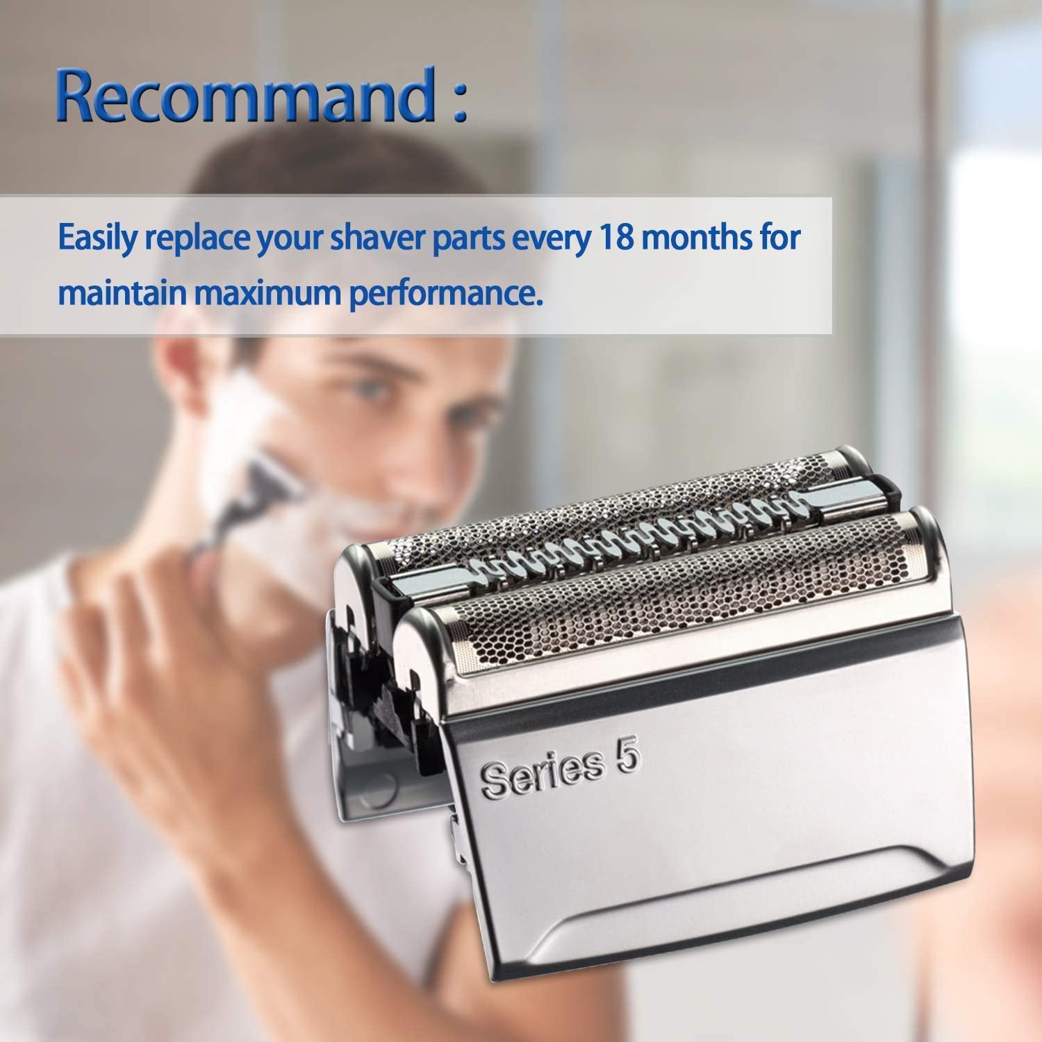 Electric Shaver Replacement Head for Braun Series 5 52S Electric Shaver Head Replacement Cassette Compatible with Series 5 Shavers 5020s, 5030, 5030s, 5040, 5040s, 5050, etc