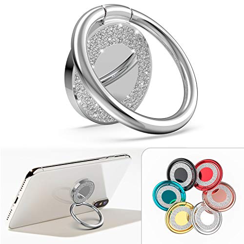 Cell Phone Ring Holder Finger Kickstand, Allengel Bling Phone Ring Grip Compatible with iPhone and Smartphones Cases - Silver