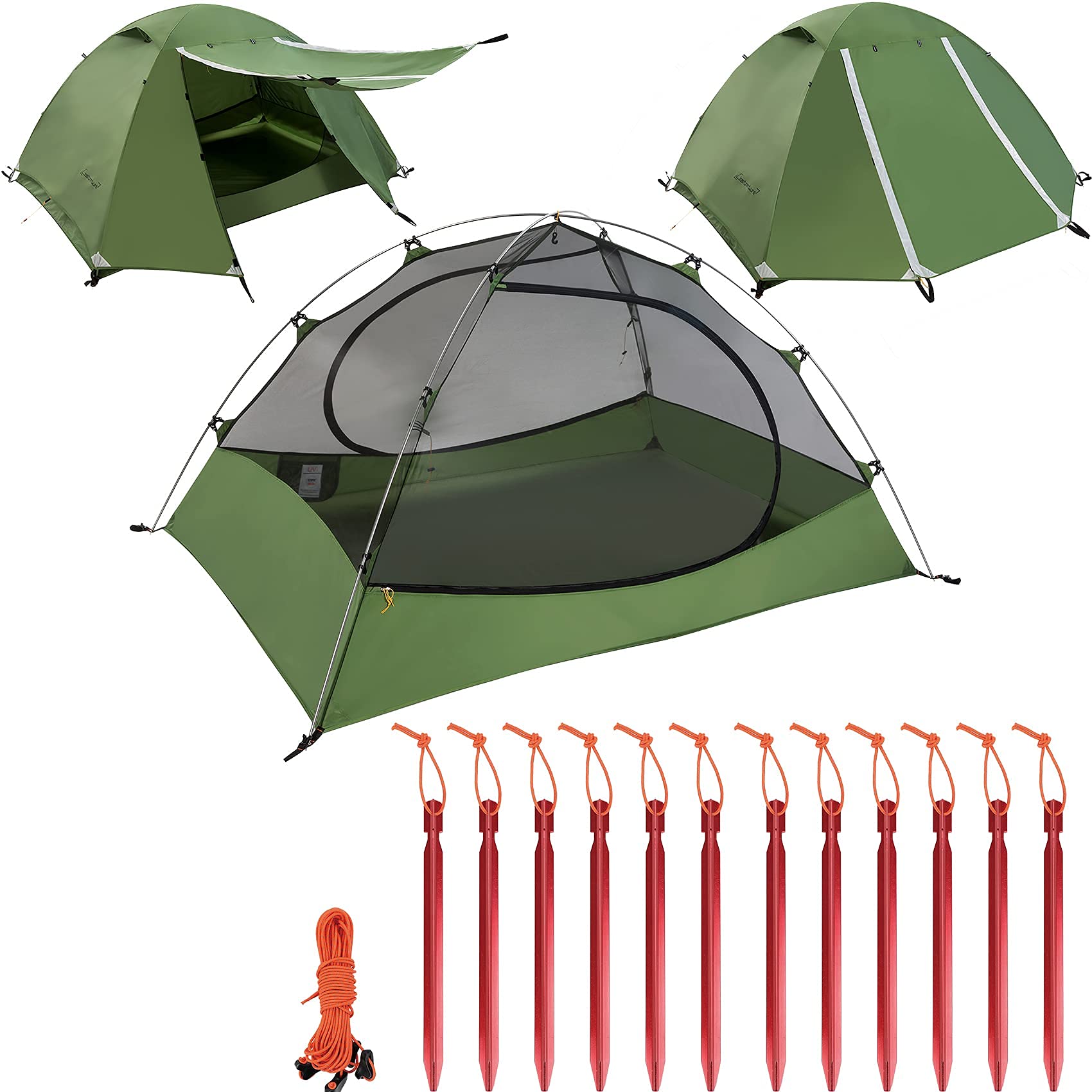 Clostnature Lightweight 2-Person Backpacking Tent - 3 Season Ultralight Waterproof Camping Tent, Large Size Easy Setup Tent for Family, Outdoor, Hiking with tri-Beam Aluminium Stakes