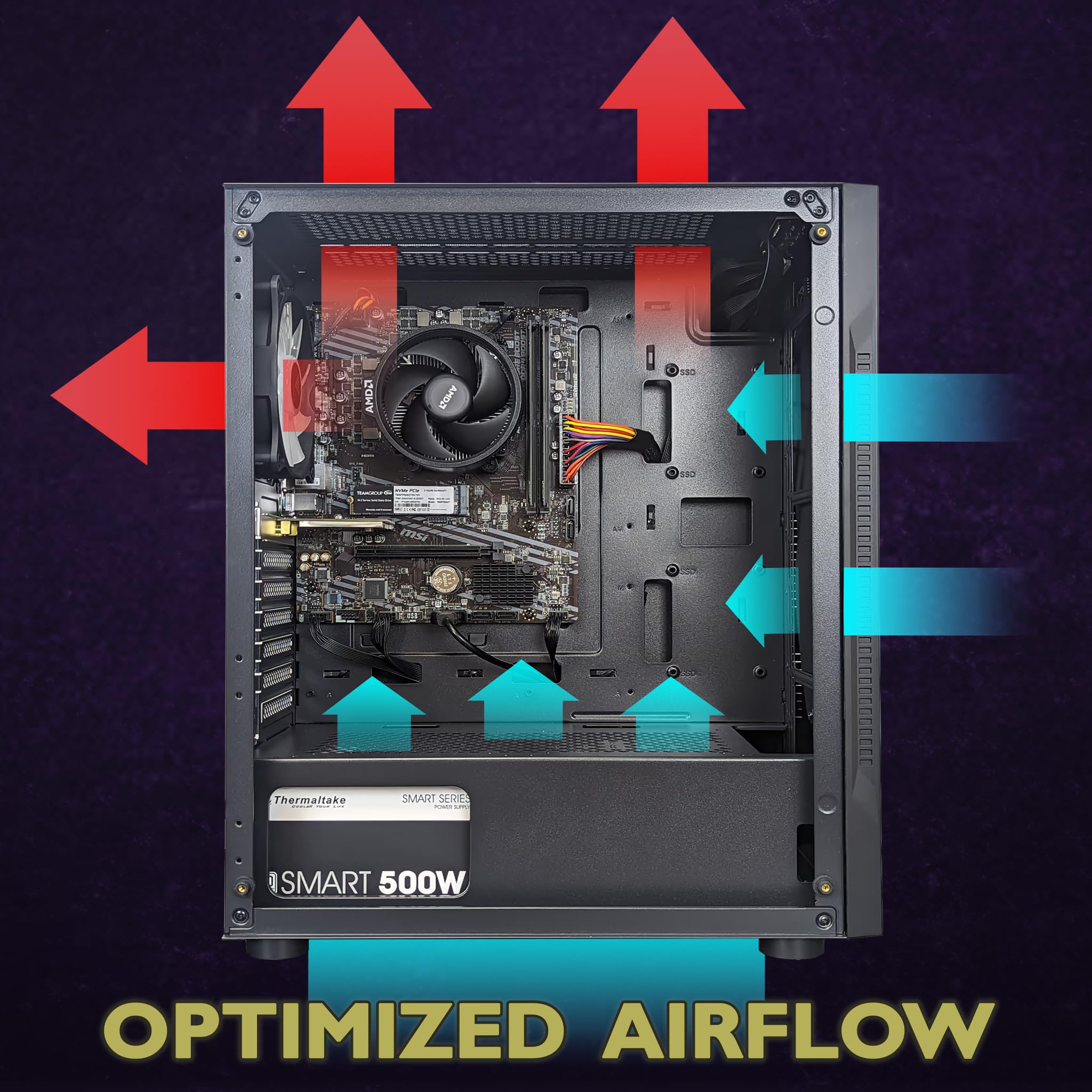 Cobratype Canebrake Gaming PC - AMD Ryzen 5 5600G, AMD Radeon Vega 7 Graphics, 16GB DDR4 RAM, 512GB NVMe, Windows 11 - Gaming Desktop