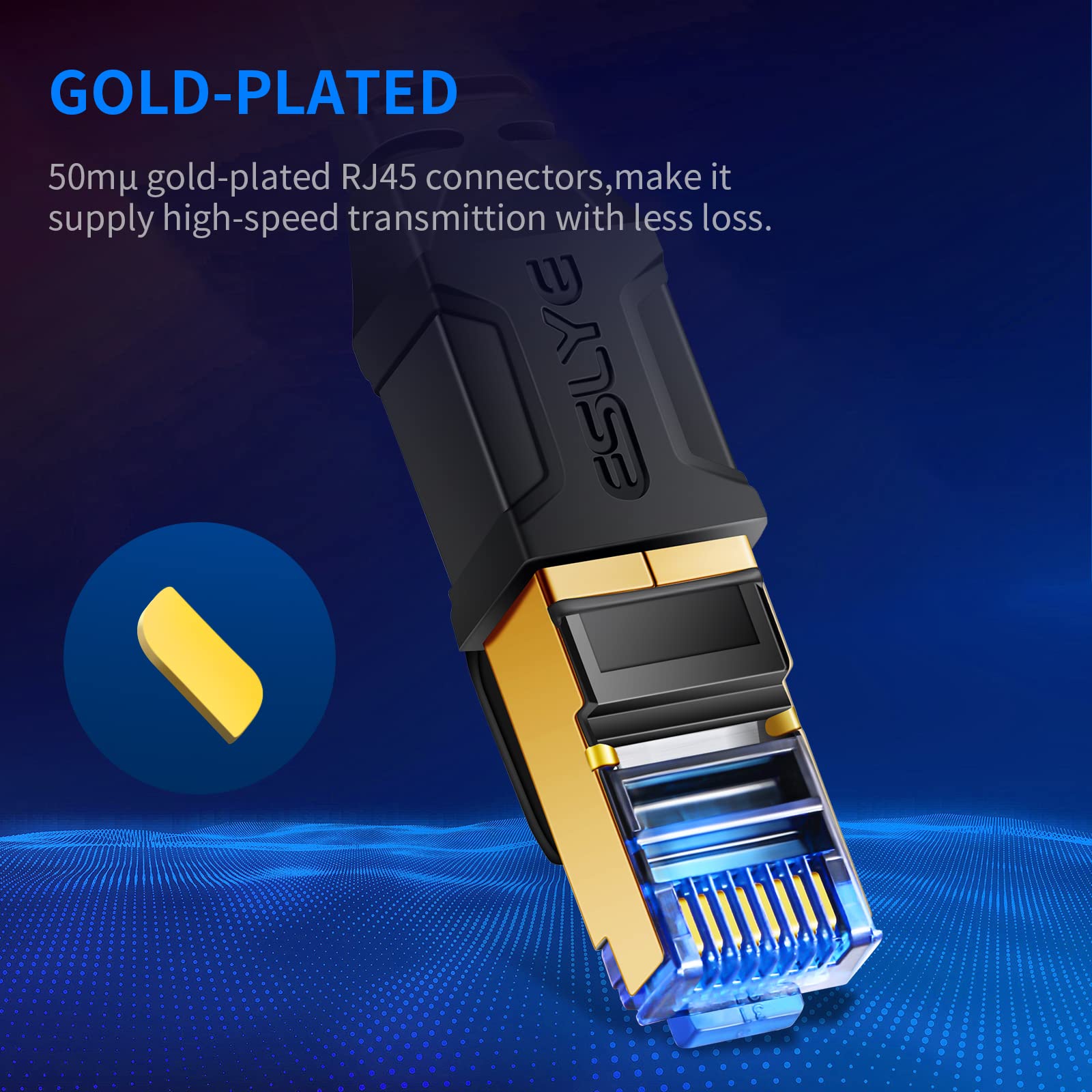 Eslye CAT 8 Ethernet Cable, High Speed Flat Internet Network LAN Cable Patch Cord for PS5,Xbox,Modem,Gaming Indoor and Outdoor Use