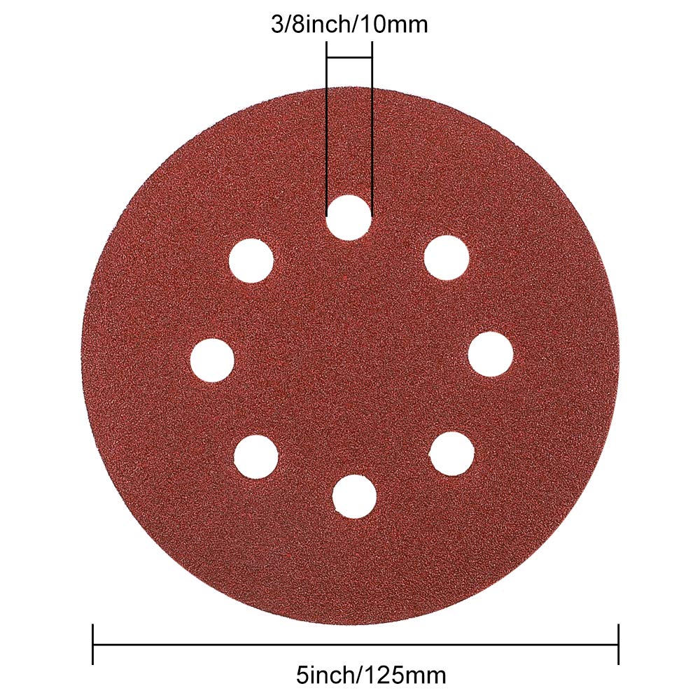 Coceca 160pcs Orbital Sander Pads Sanding Discs 5 Inch 8 Hole 40 80 100 120 150 180 240 320 400 600 Assorted Grits Hook and Loop Orbital Sandpaper for Wood