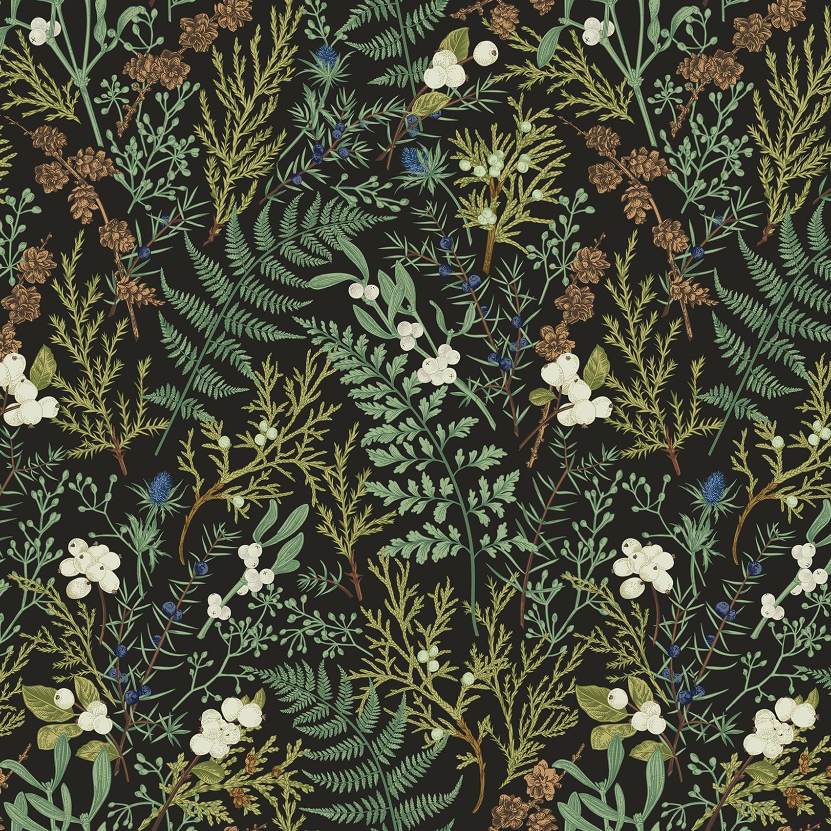 MuralPeel Black Moss Leaf Flowers Peel and Stick Wallpaper Floral Easy Peel Off Contact Paper Vintage Self Adhesive Removable Stick on Wall Paper for Kitchen Cabinet Furniture Renter Friendly3