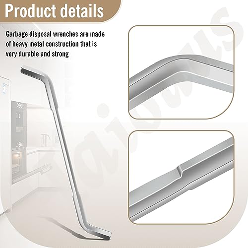 Garbage Disposal Wrench, Garbage Disposal Allen Wrench Tool Compatible with InSinkErator Garbage Disposal Used To Un-Jam/Food Garbage Disposal, Garbage Disposal Repair, Silver