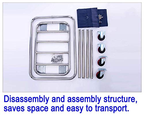 Mobile Linen Car for Hotel/Lobby, Detachable Stainless Steel Storage Cart with Universal Wheel, Can Load 100Kg, PIBM