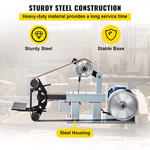 Happybuy 2Hp Belt Grinder 2 x 82inch Variable Speed Belt Sander with 3 Grinding Wheel Bench Sander 12inch Wheel and Flat Platen Tool Rest for Knife Making