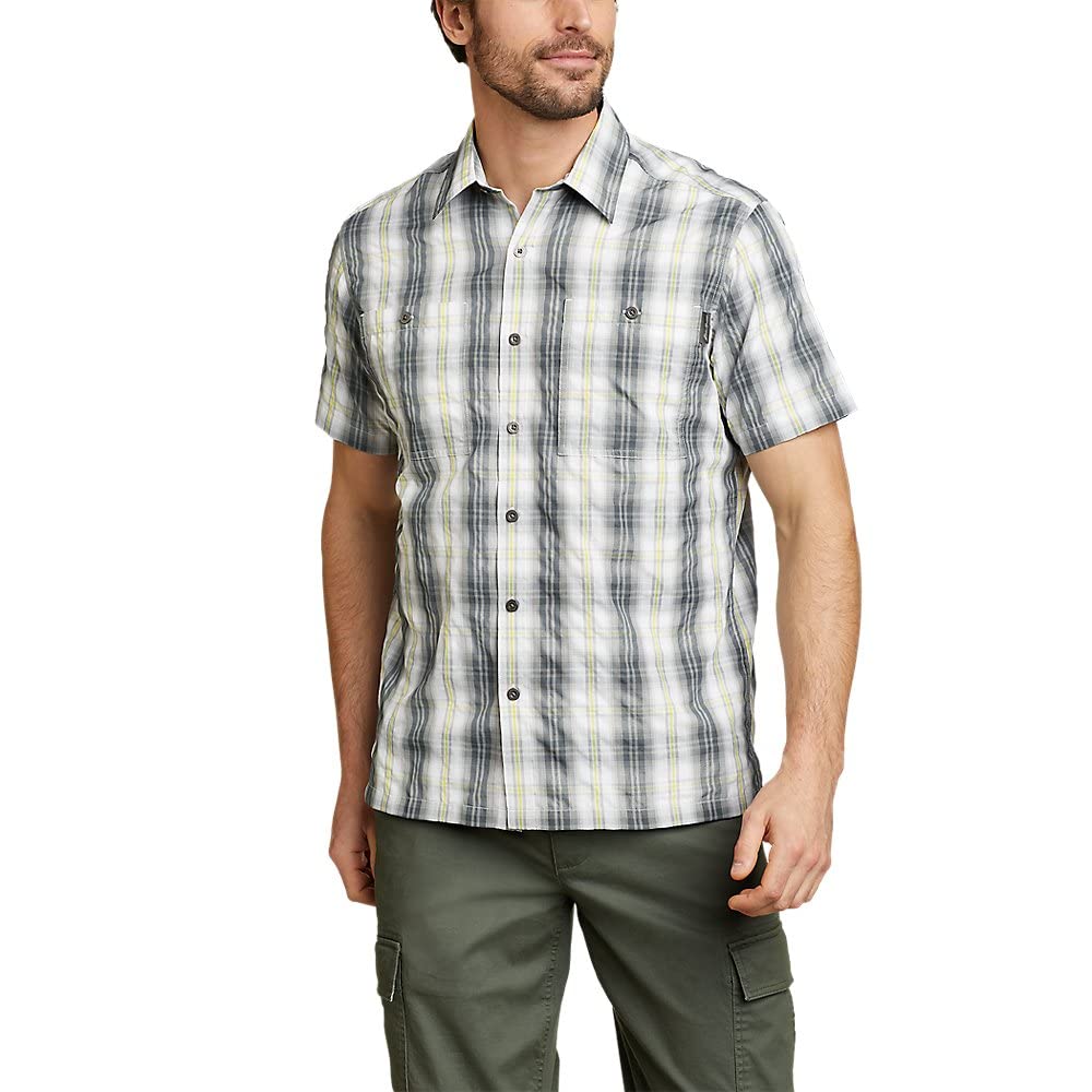 Eddie Bauer Men's Rainier 2.0 Short-Sleeve Shirt, Lt Gray, Small, Hiking Shirt, Hiking Shorts