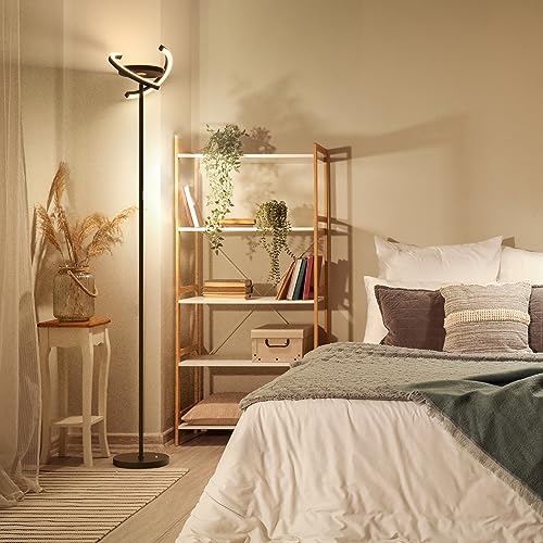 FIMEI Floor Lamp, Modern Bright Standing Lamp with Split Rotatable Outer Ring Light, 3 Color Temperature and Stepless Dimming, Remote/Touch Independent Control for Living Room Bed Room Office, Black