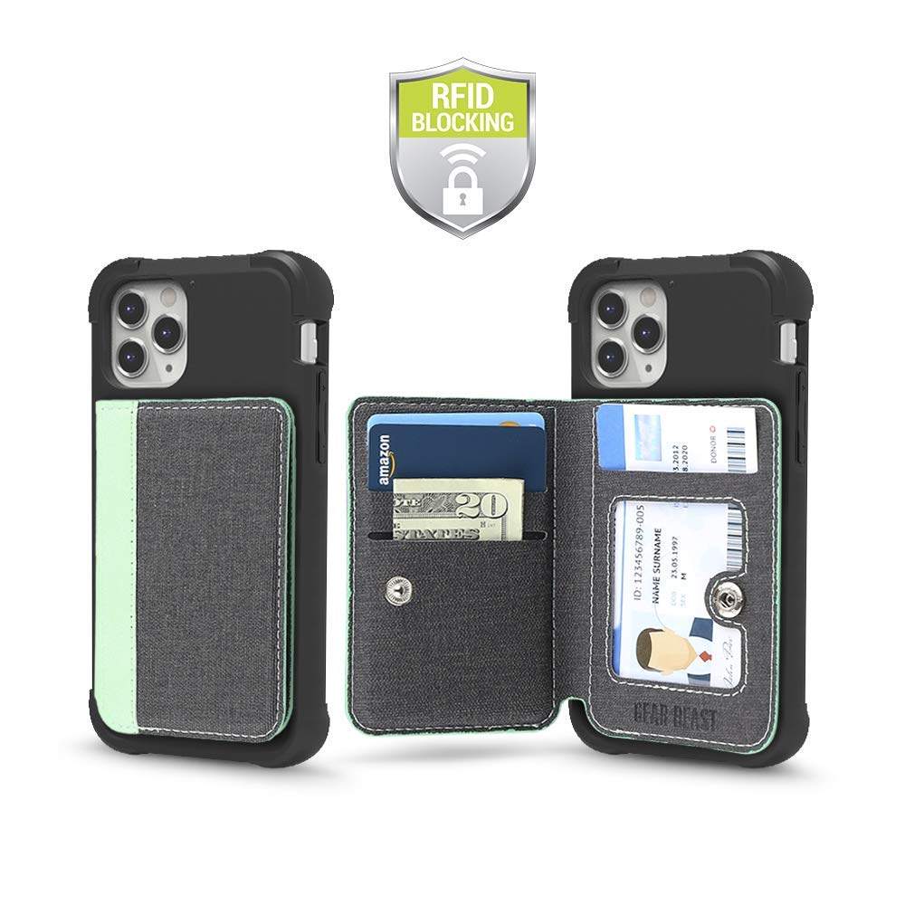 Cell Phone Wallet for Back of Phone, Stick On Wallet Credit Card ID Holder with RFID Protection Compatible with iPhone, Galaxy & Most Smartphones and Cases