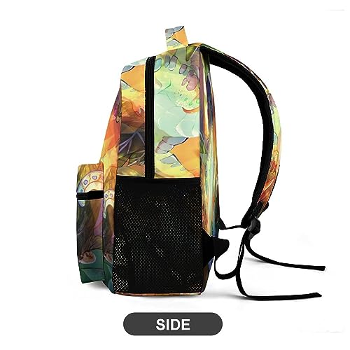 JAYWIS Fire Wings Dragon Backpack Large Capacity Laptop Bags Lightweight Multifunction Daypack for Daily/Work/Sport