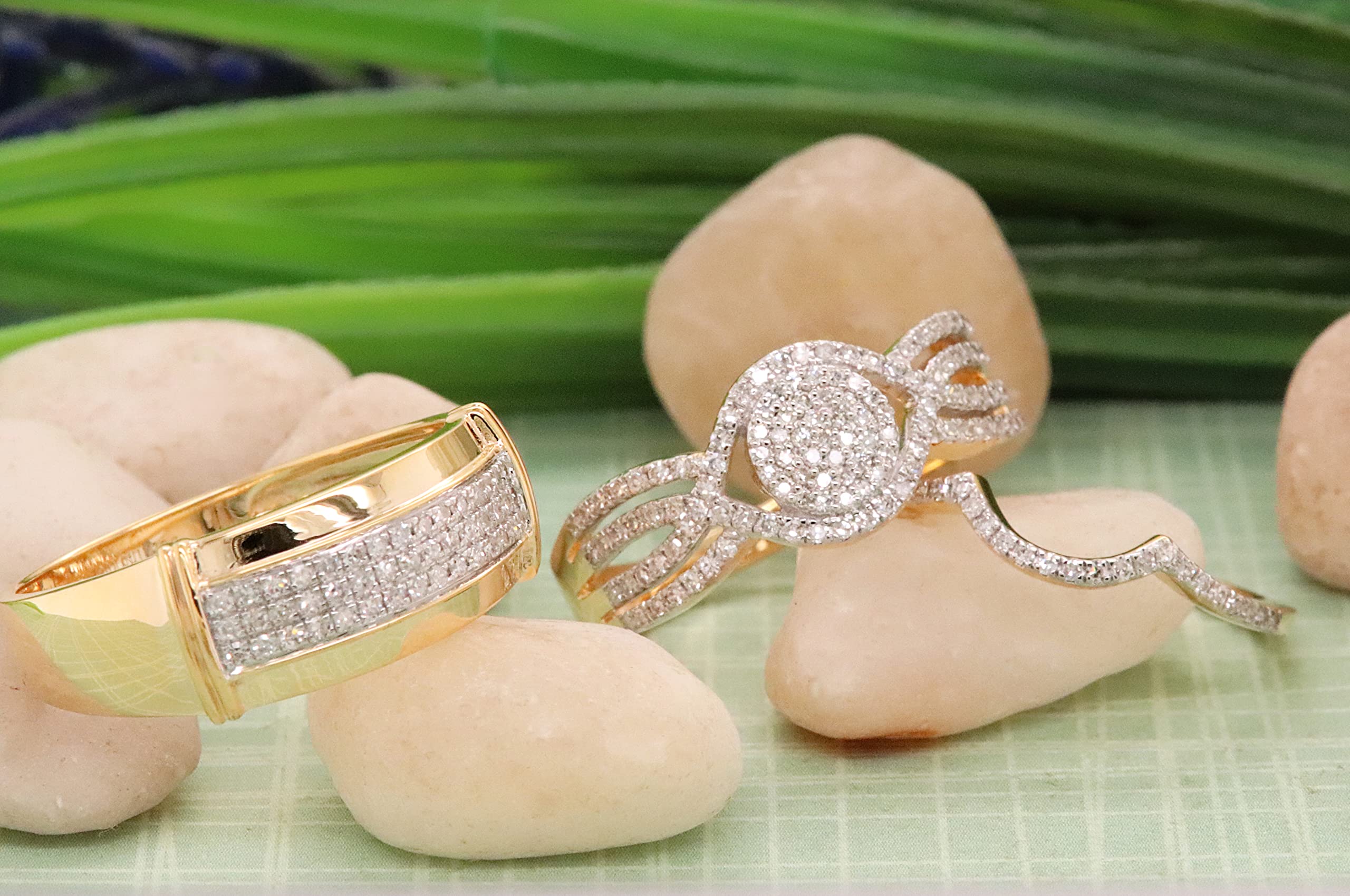 Dazzlingrock Collection Men’s and Women’s Ring with Enhancer Guard Band, 0.65 Carat (ctw) Diamond with 10k Yellow Gold, White